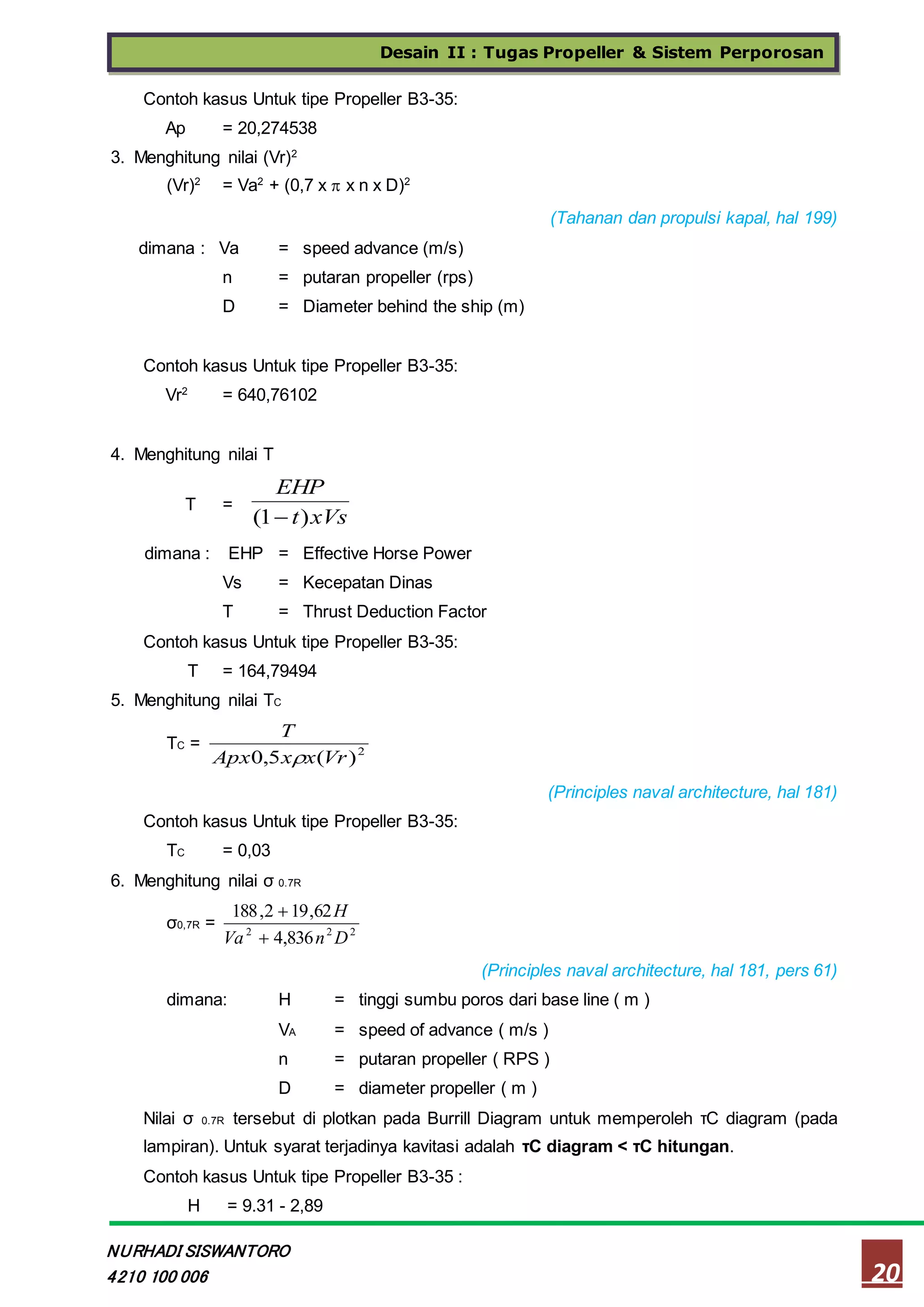 Perhitungan propulsi kapal | DOCX