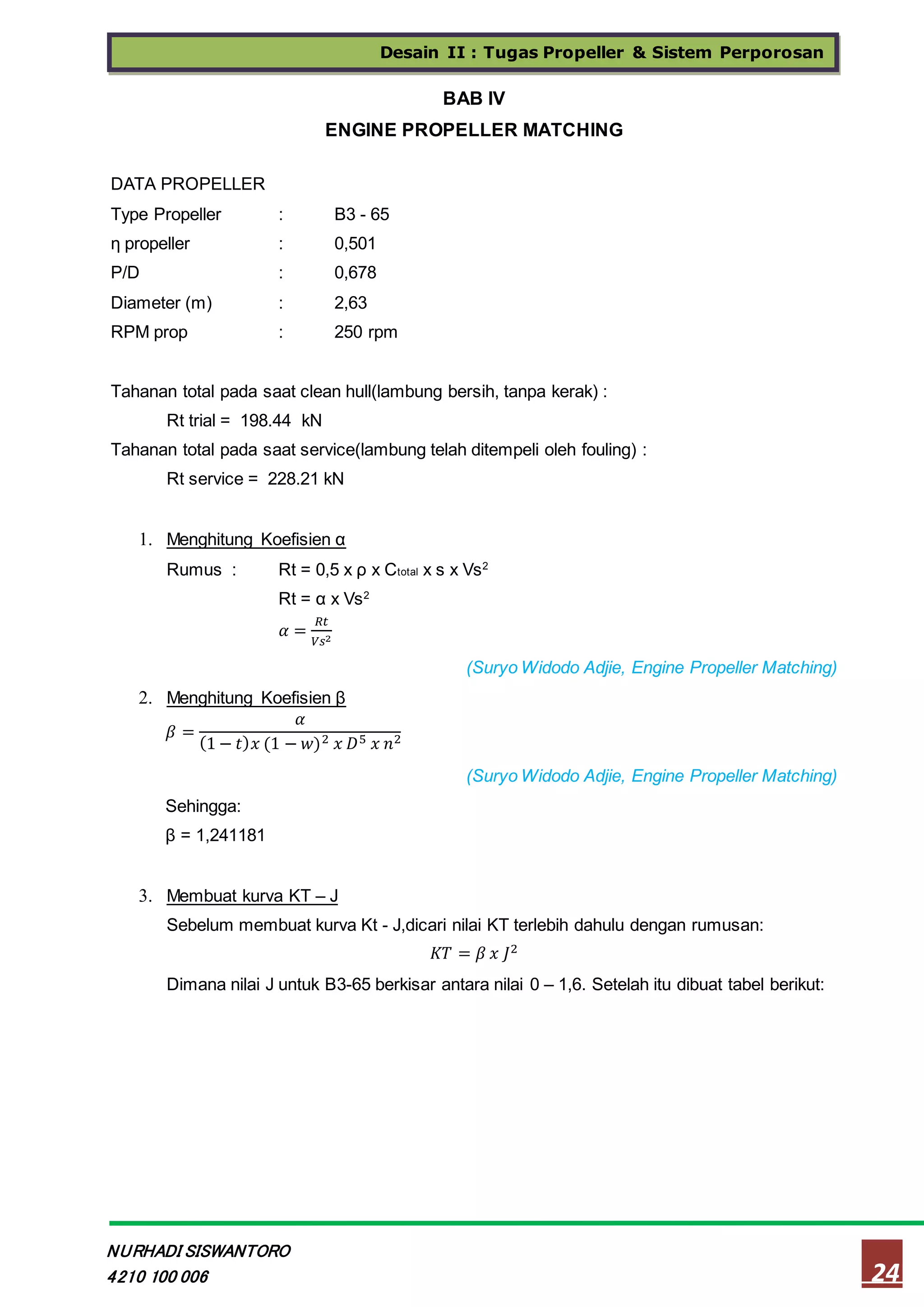 Perhitungan propulsi kapal | DOCX