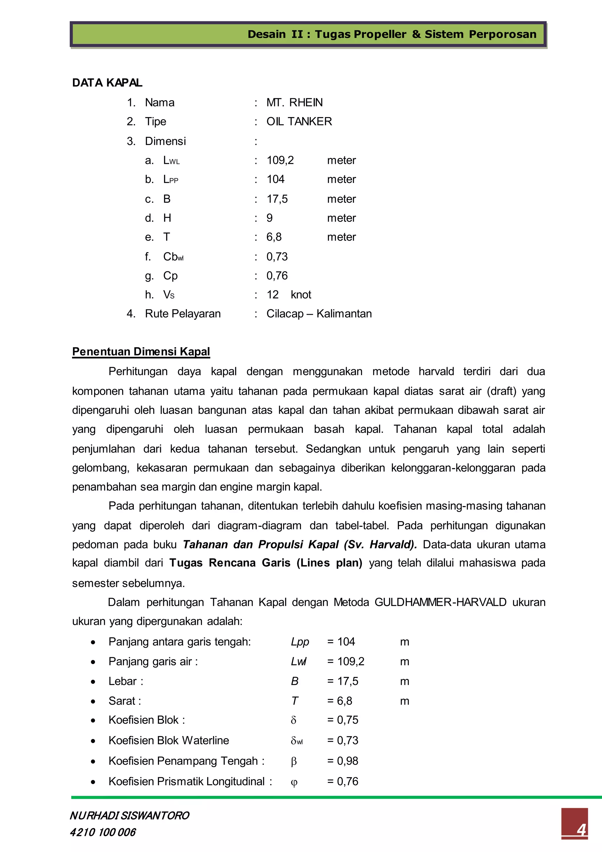 Perhitungan propulsi kapal | DOCX
