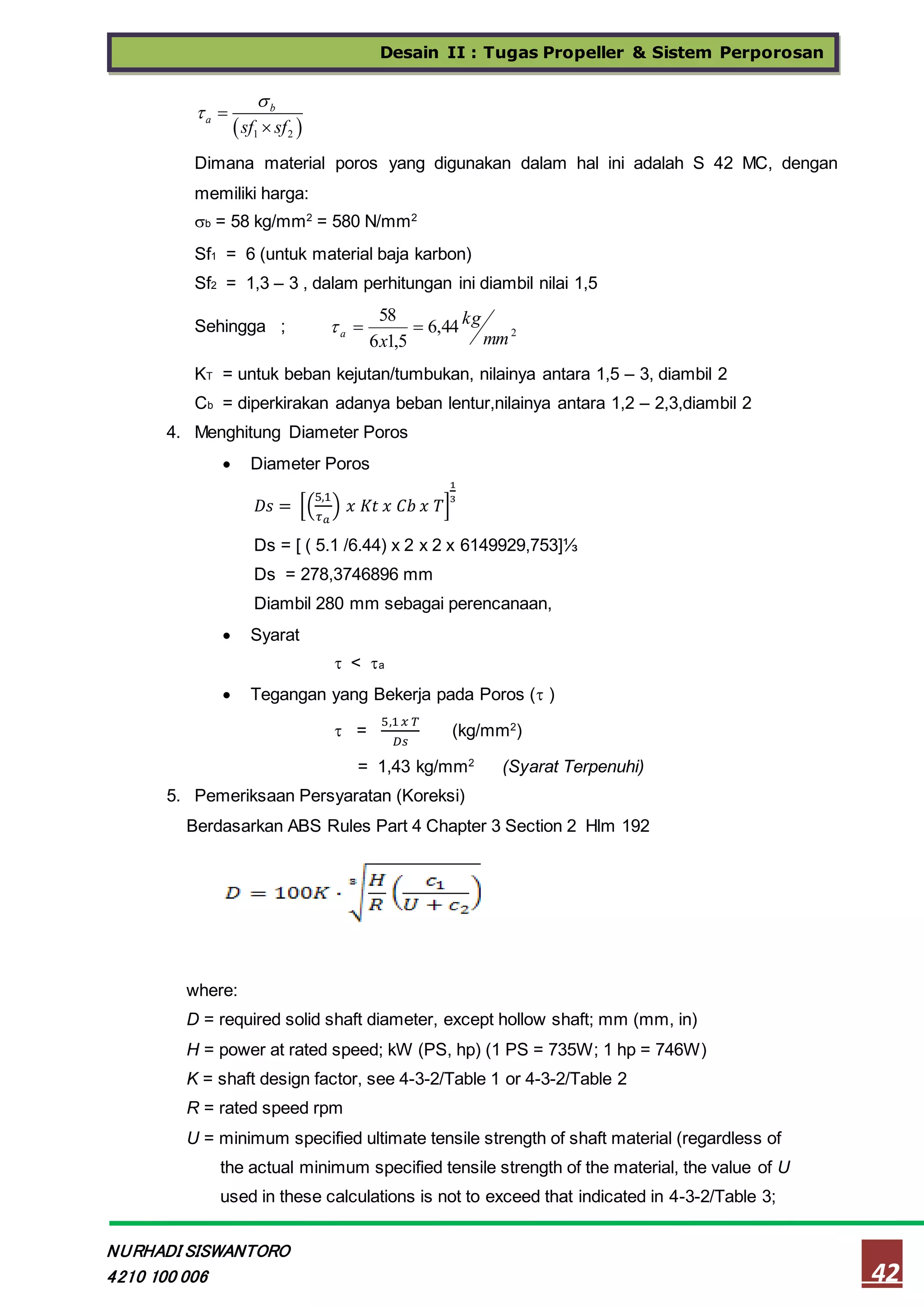 Perhitungan propulsi kapal | DOCX