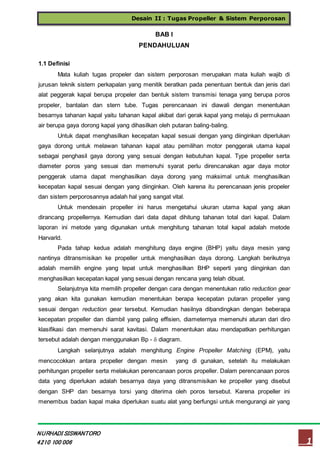 Perhitungan propulsi kapal | DOCX