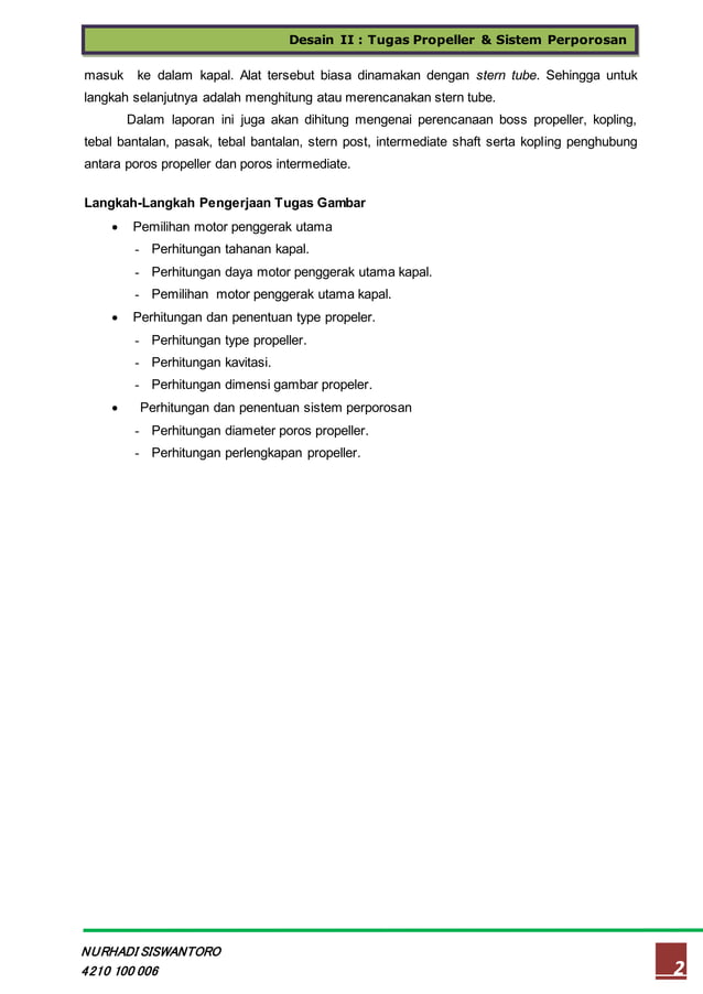 Perhitungan propulsi kapal | DOCX