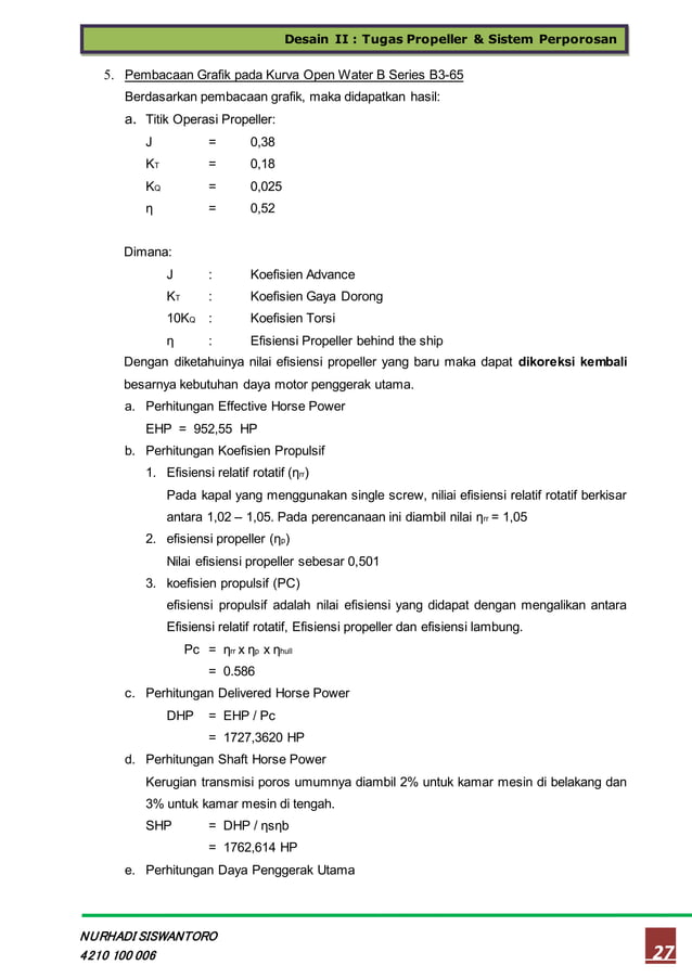 Perhitungan propulsi kapal | DOCX