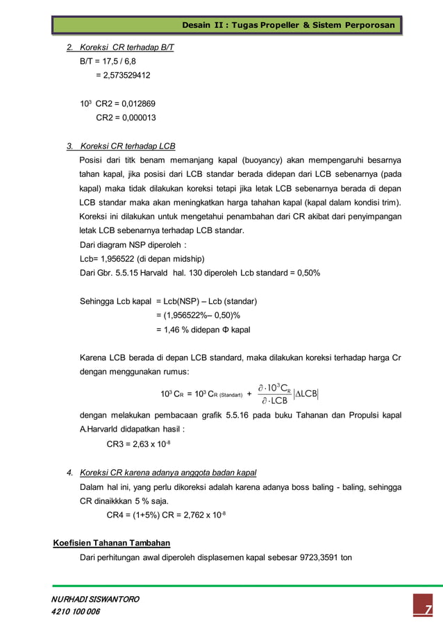 Perhitungan propulsi kapal | DOCX