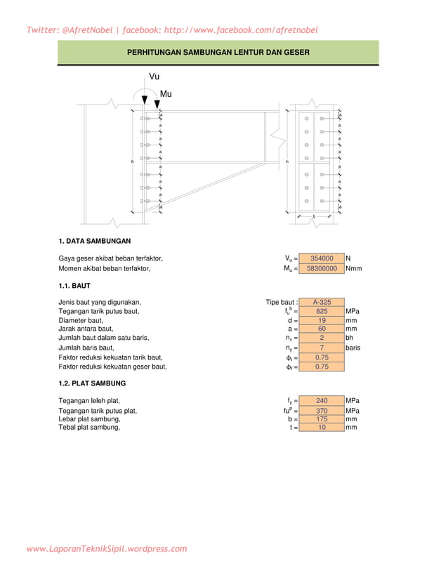 Perhitungan sambungan lentur dan geser balok baja | PDF