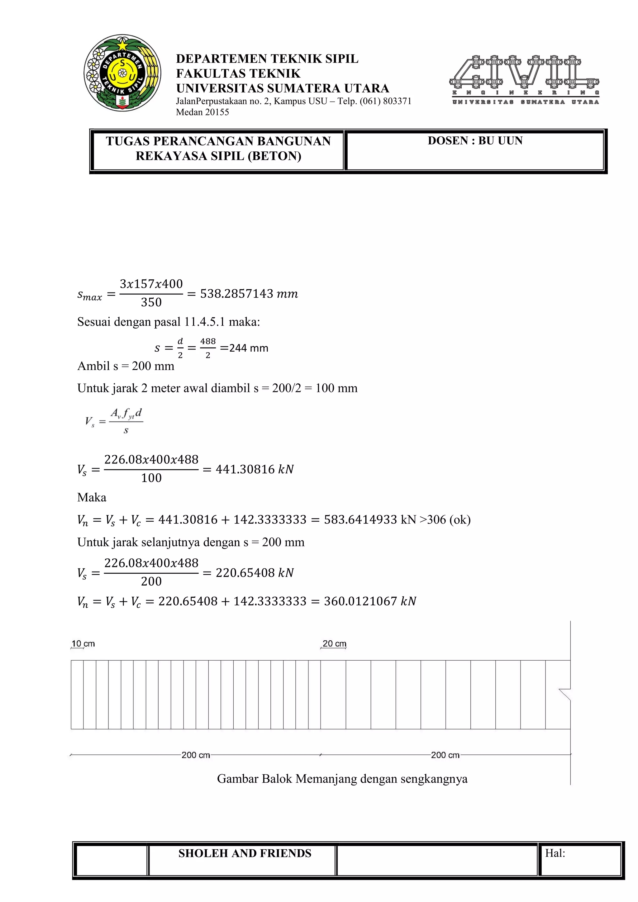 Perhitungan tulangan balok | PDF