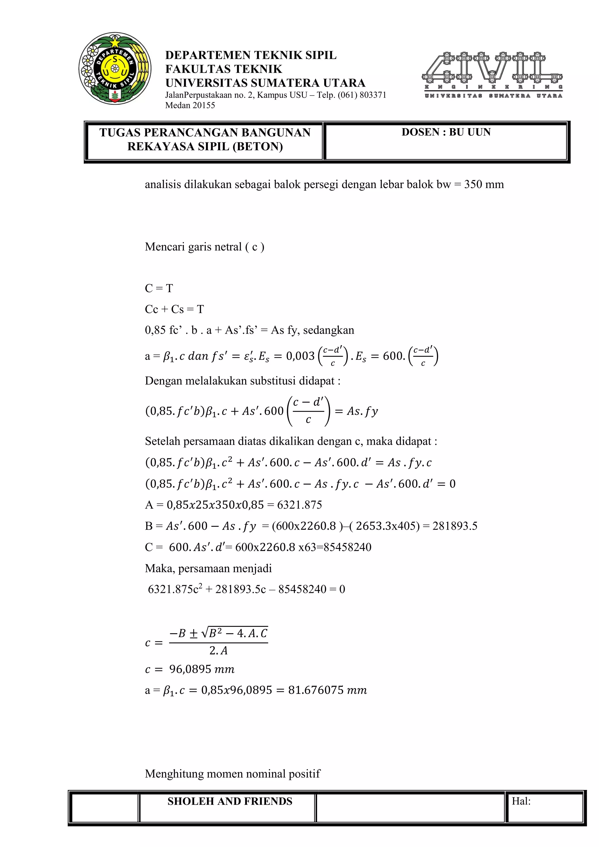 Perhitungan tulangan balok | PDF
