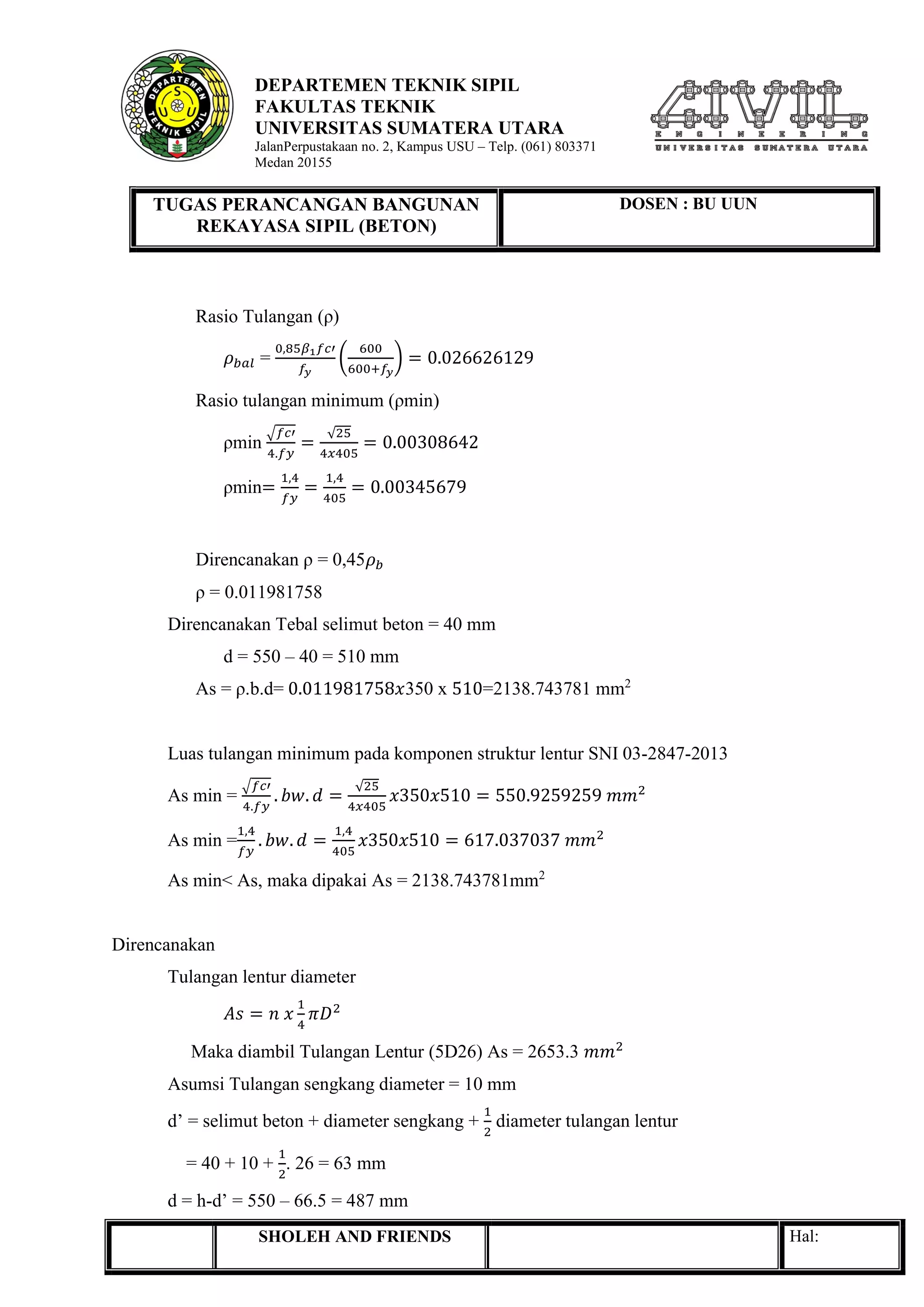 Perhitungan tulangan balok | PDF