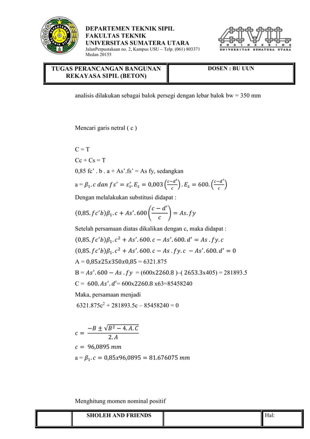 Perhitungan tulangan balok | PDF | Civil Engineering Industry | Industries