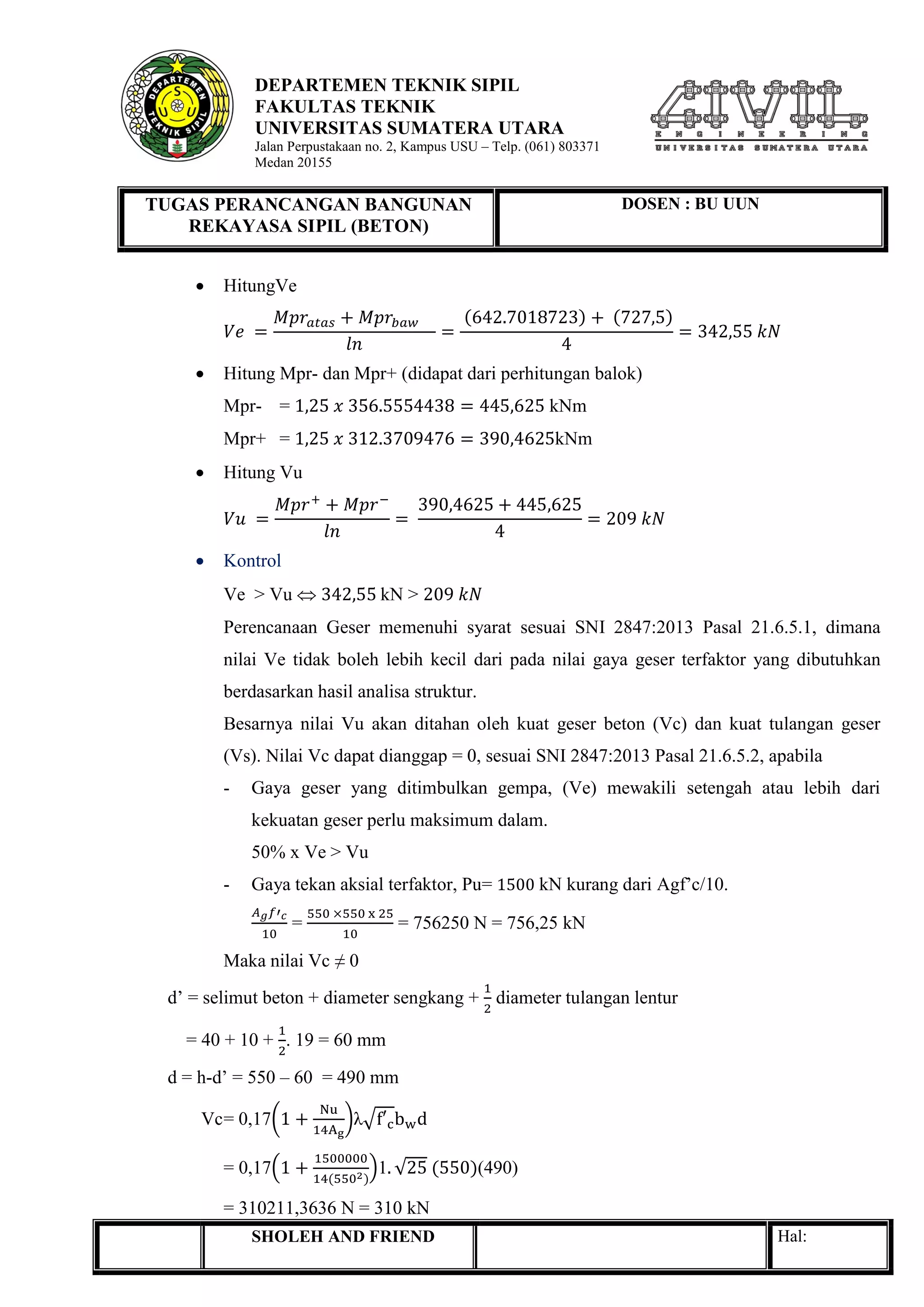 Perhitungan tulangAN kolom | PDF