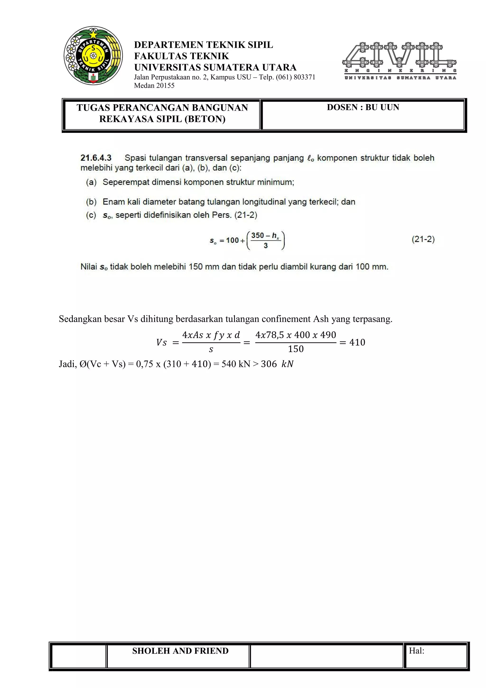 Perhitungan tulangAN kolom | PDF
