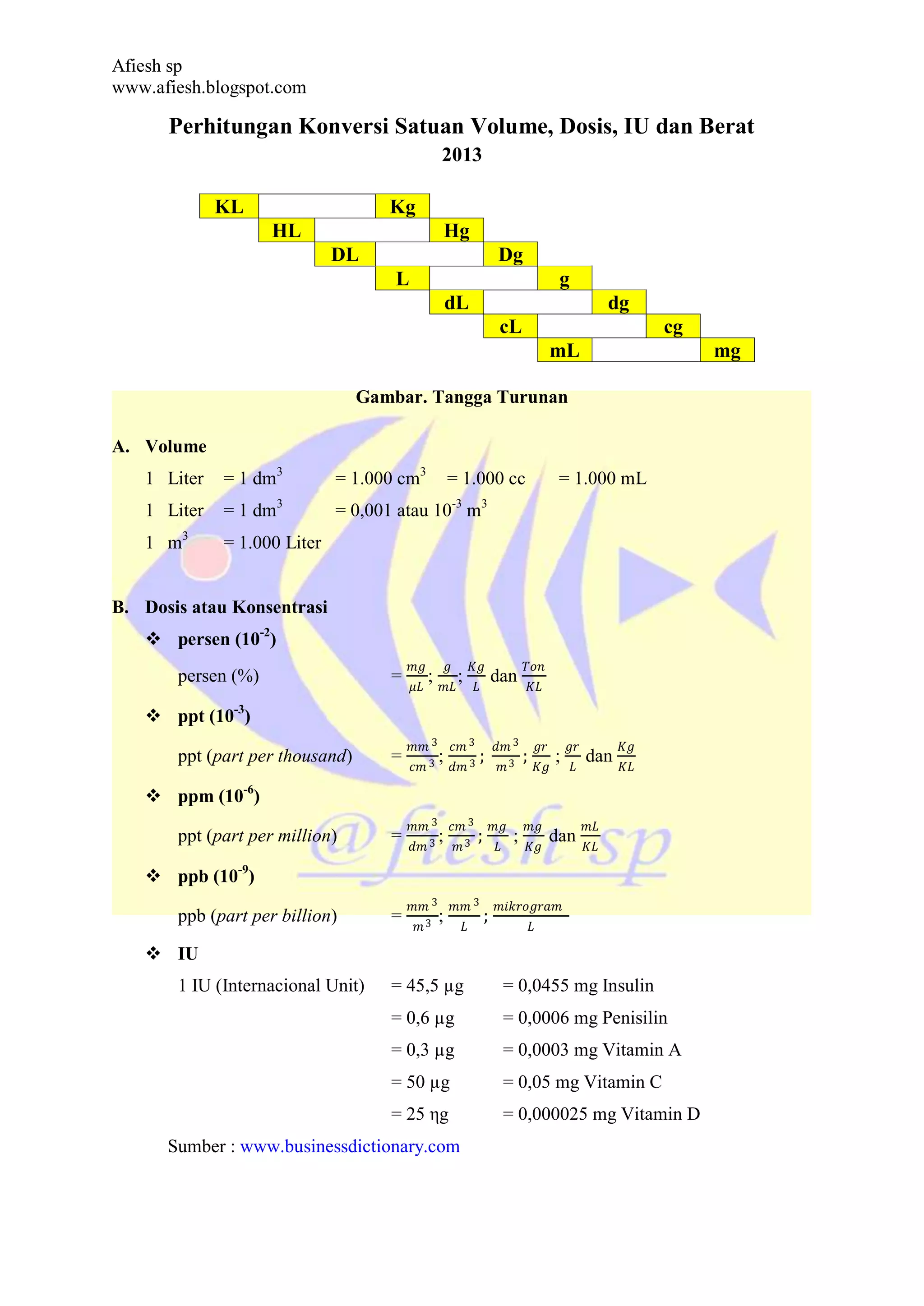 Perhitungan konversi satuan | PDF