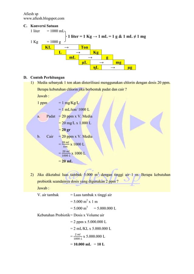 Perhitungan konversi satuan | PDF