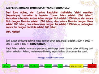 Perhitungan umur umat Islam sampai kiamat.ppt