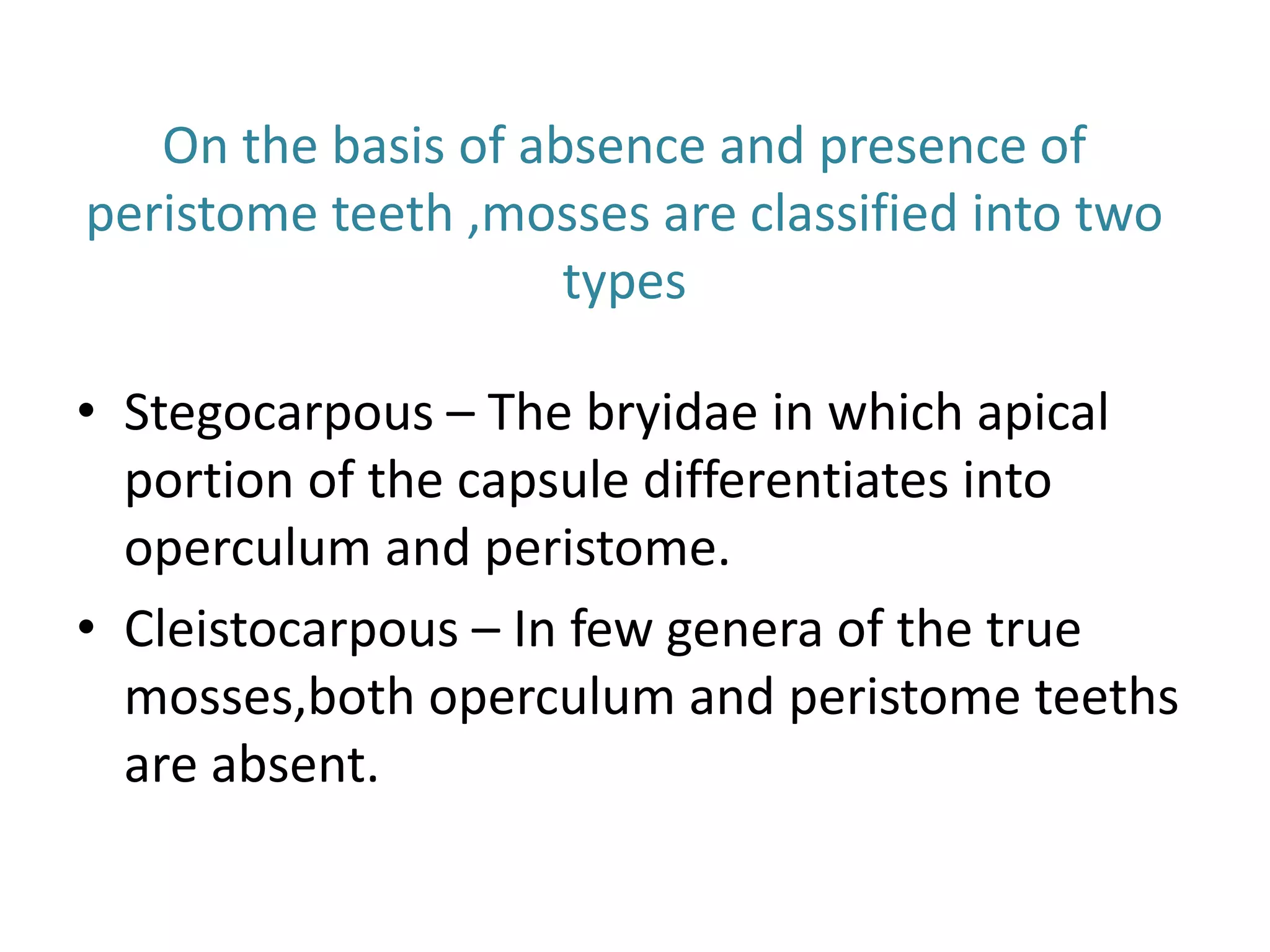 Peristome teeth in moss | PPTX