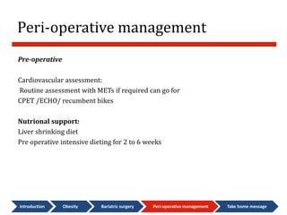Peri-operative management of obese patients undergoing bariatric ...