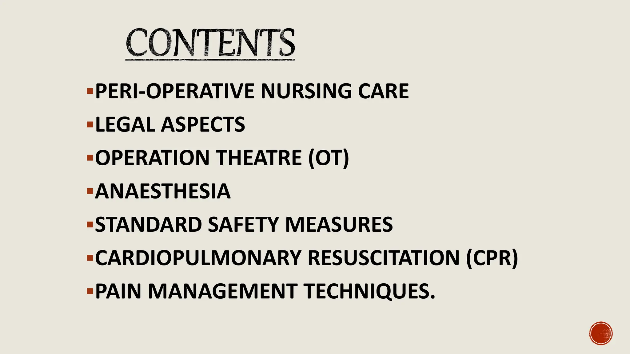 Peri-operative Nursing/Anesthesia/Pain Management | PPTX