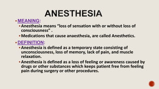 Peri-operative Nursing/Anesthesia/Pain Management | PPTX
