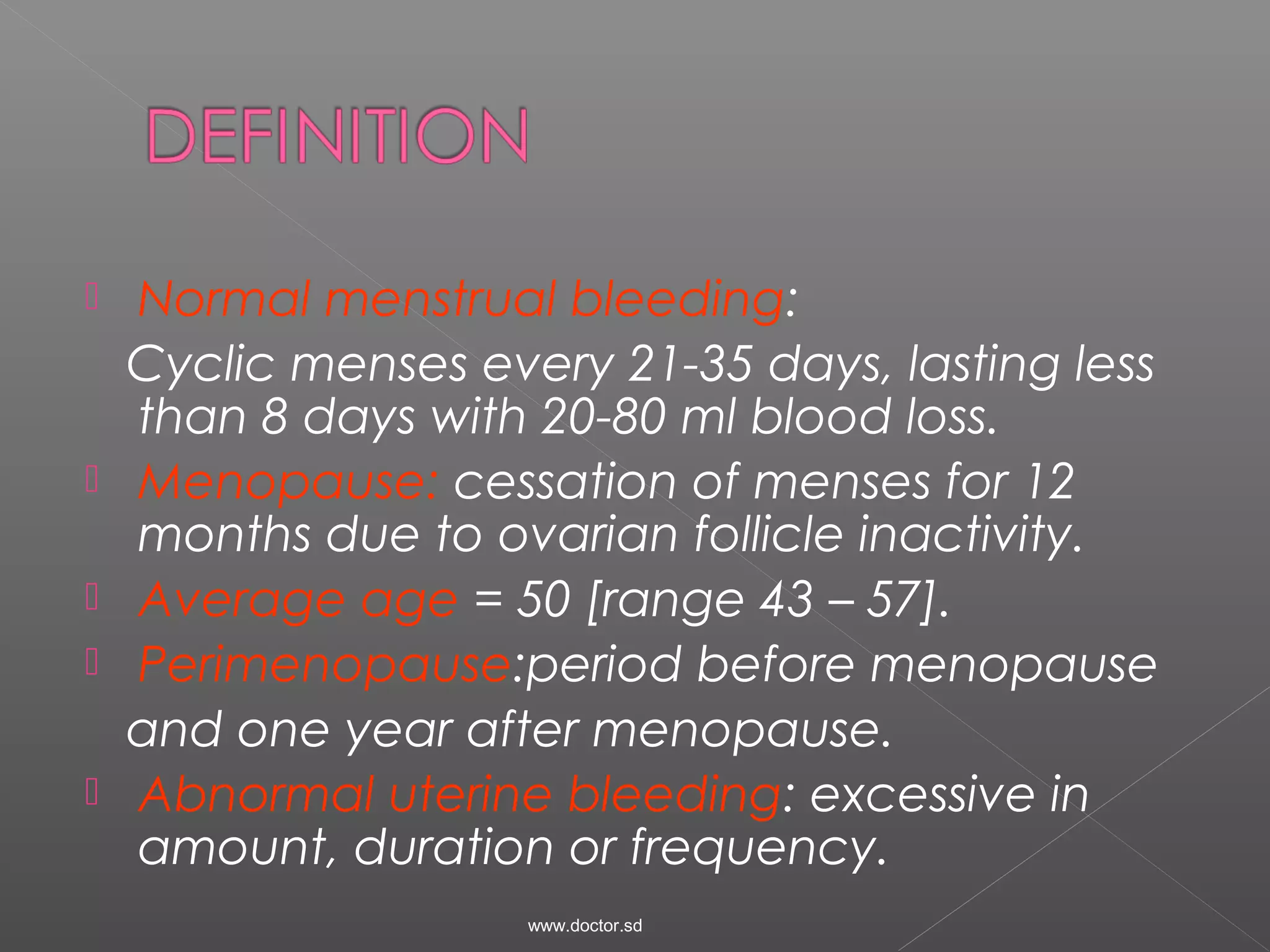 PERI-AND,POSTMENOPAUSAL UTERINE BLEEDING ‘PMB | PPT