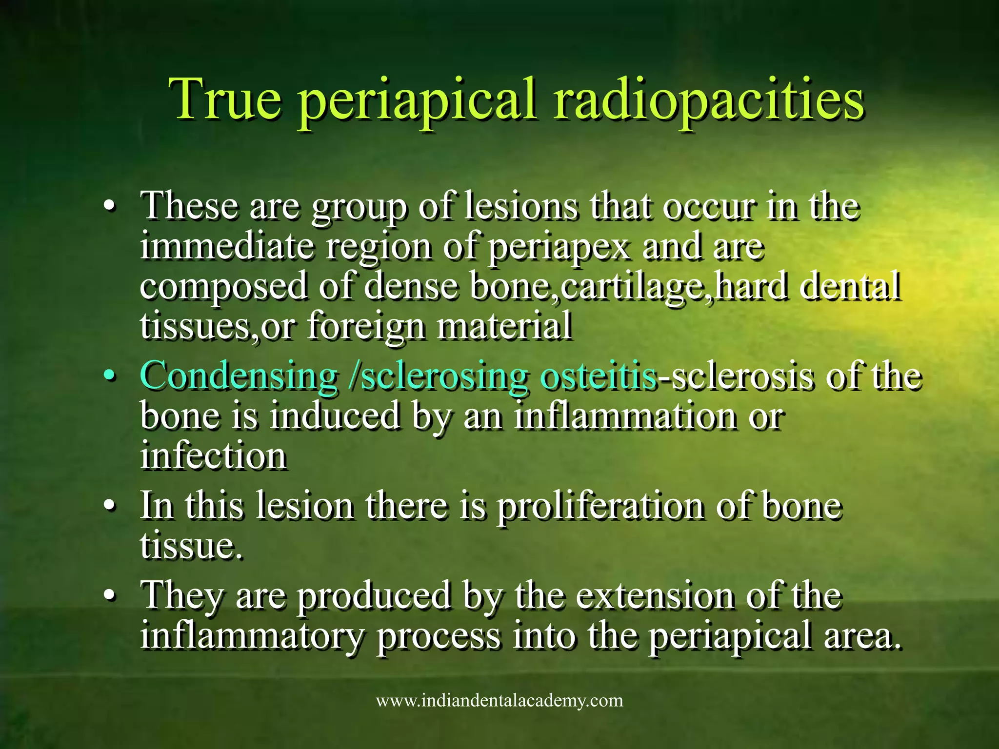 Periapical radiopacities/ dental implant courses | PPTX