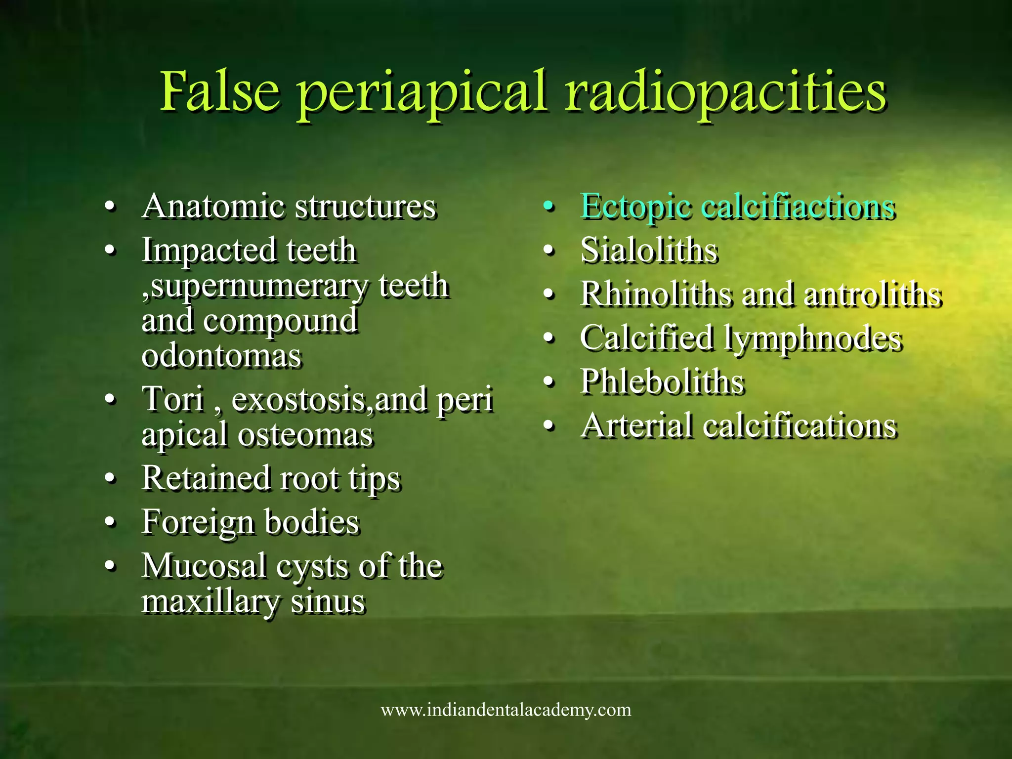Periapical radiopacities/ dental implant courses | PPTX