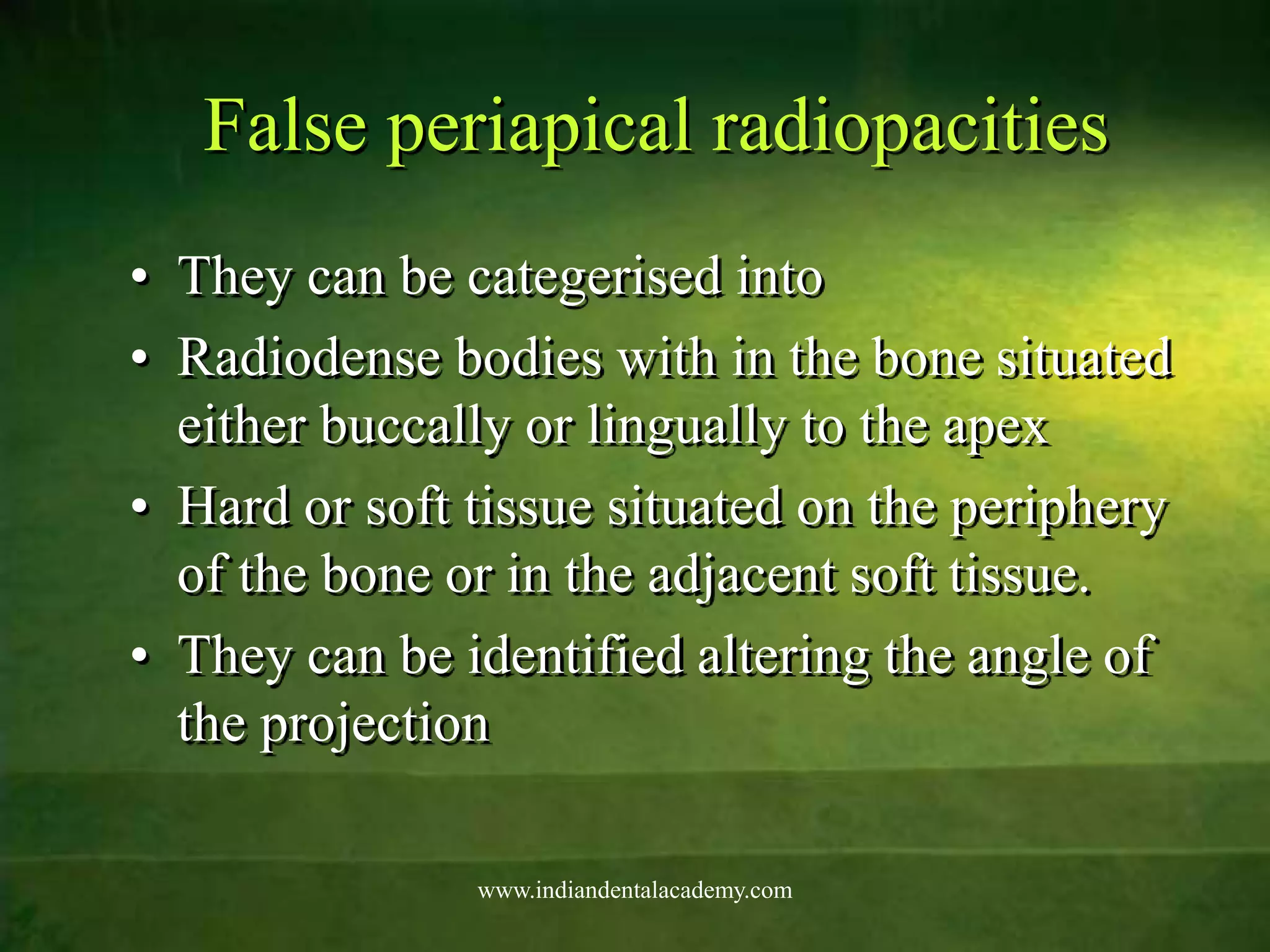 Periapical radiopacities/ dental implant courses | PPTX
