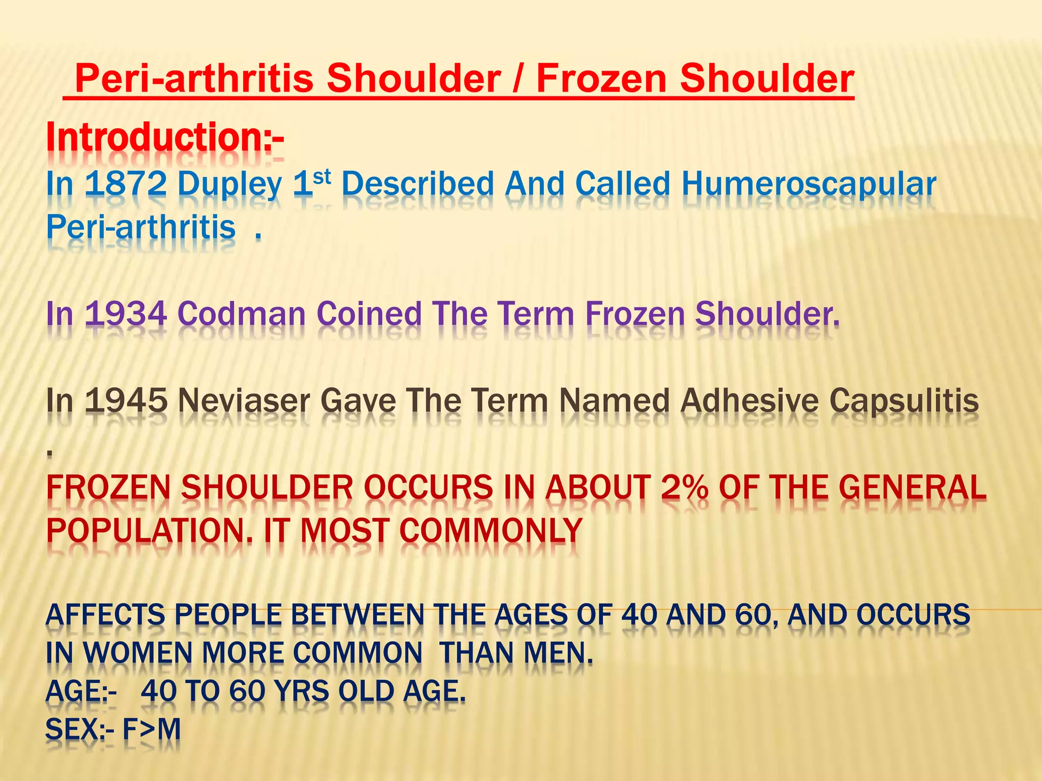 Periarthritis shoulder | PPTX