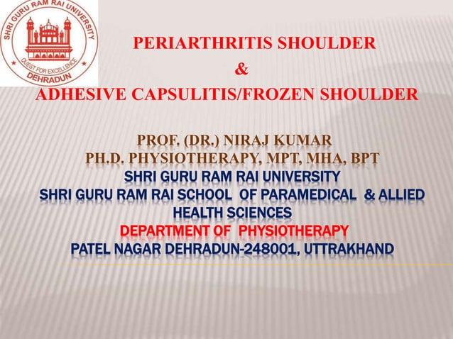 Periarteritis of shoulder joint, causes, clinical feature | PPT