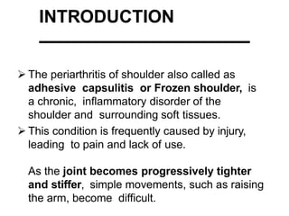 Periarthritis shoulder & painful arc | PPTX