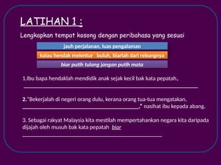 CARA MENGENALPASTI PERIBAHASA DAN JENIS-JENIS DALAM BAHASA MELAYU | PPT