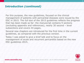 Esc Guidelines Pericarditis – Recommandations Myocardite – INCV