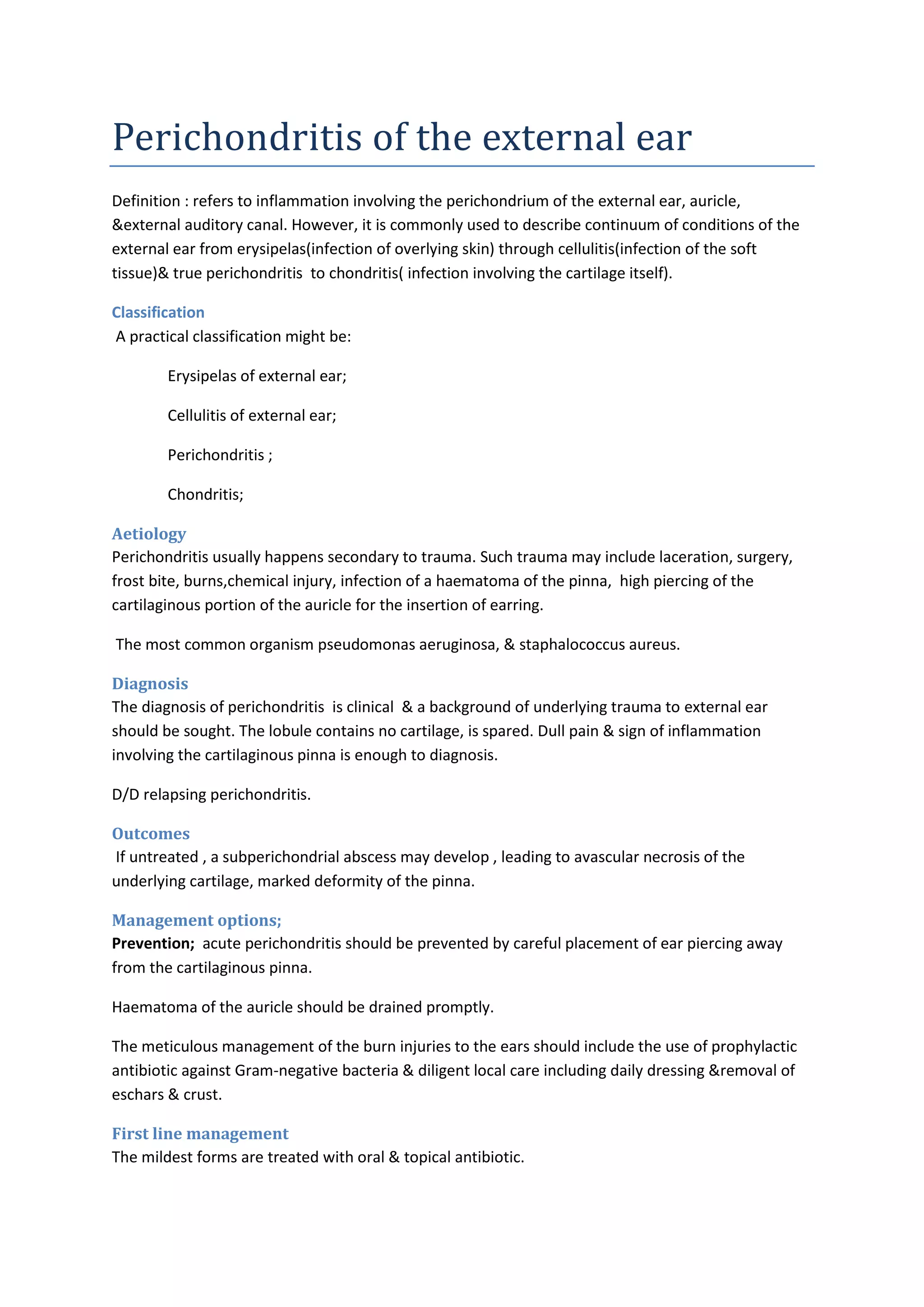 Perichondritis of the external ear | DOCX