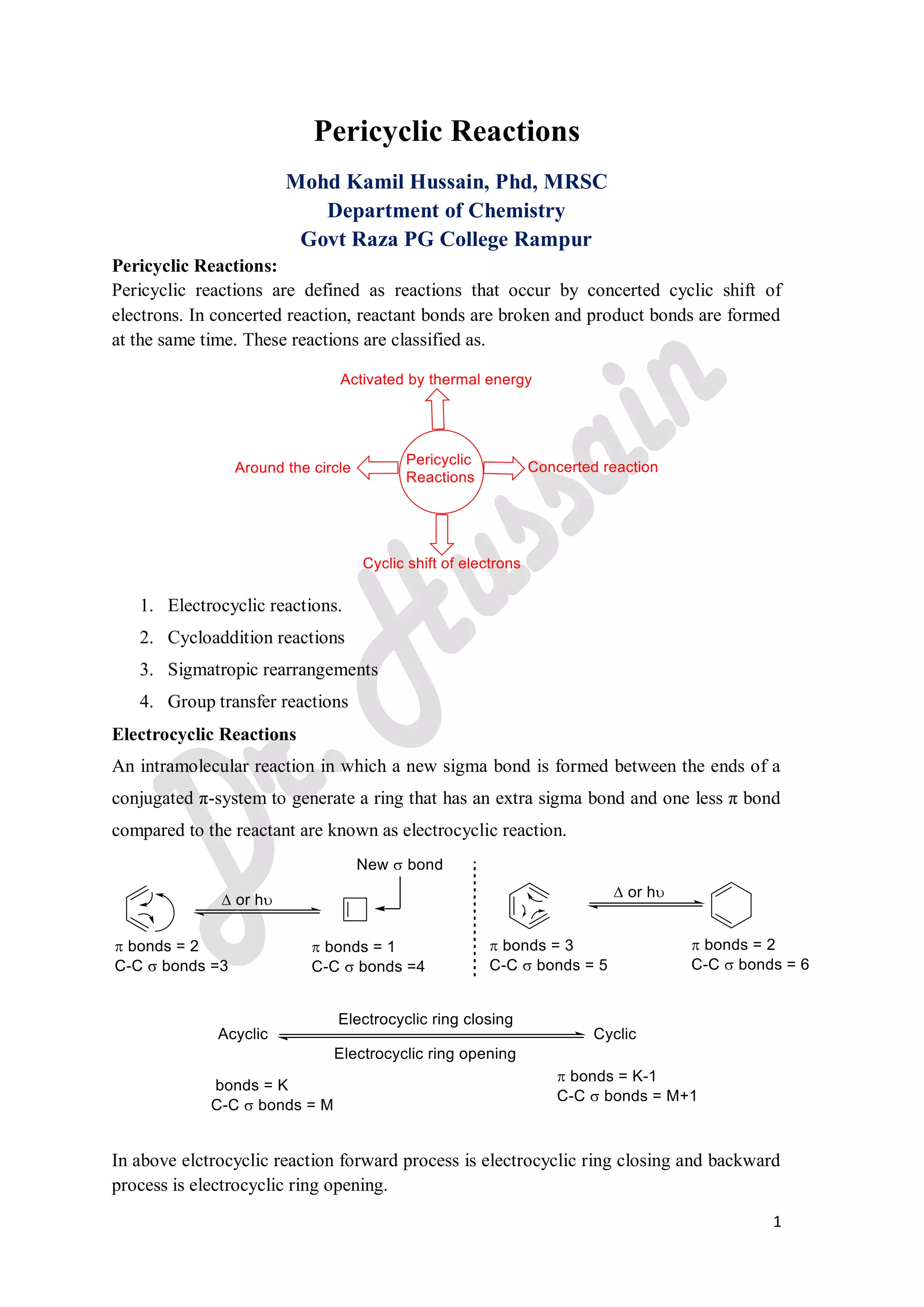 Pericyclic reaction lecture 1 | PDF