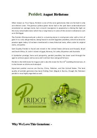 PERIDOT| August Birthstone