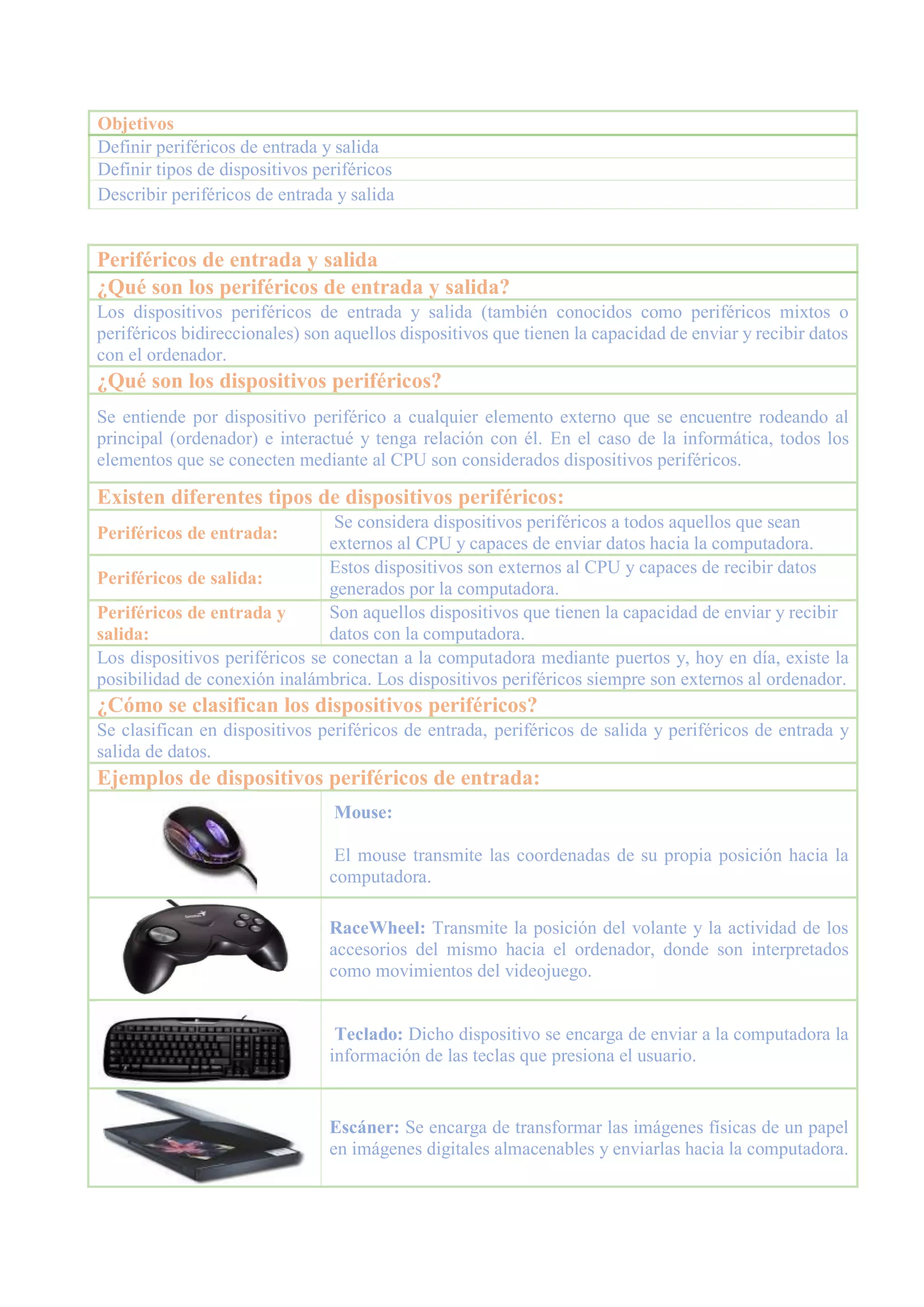 Periféricos de entrada y salida | PDF