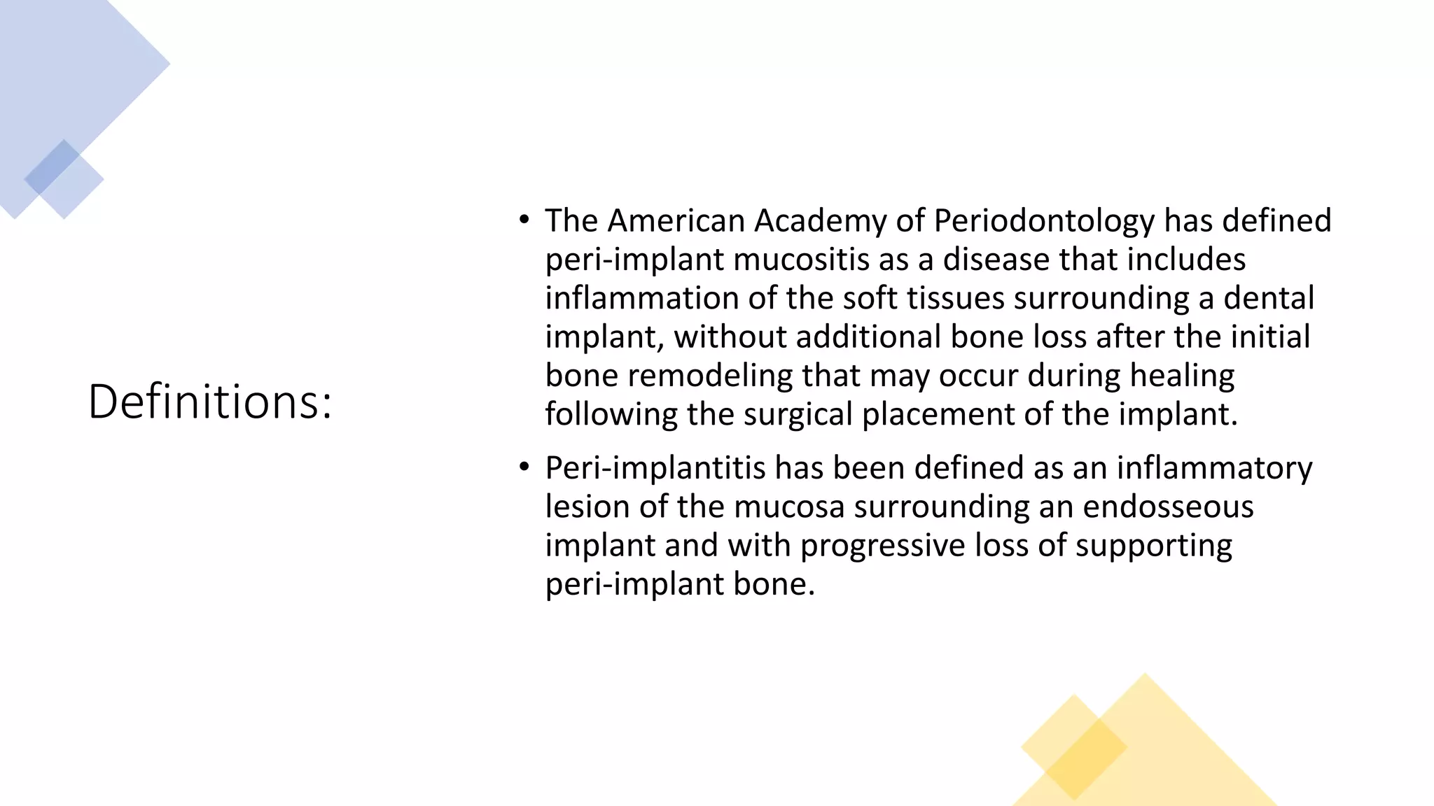 Peri implant diseases and its management | PPTX