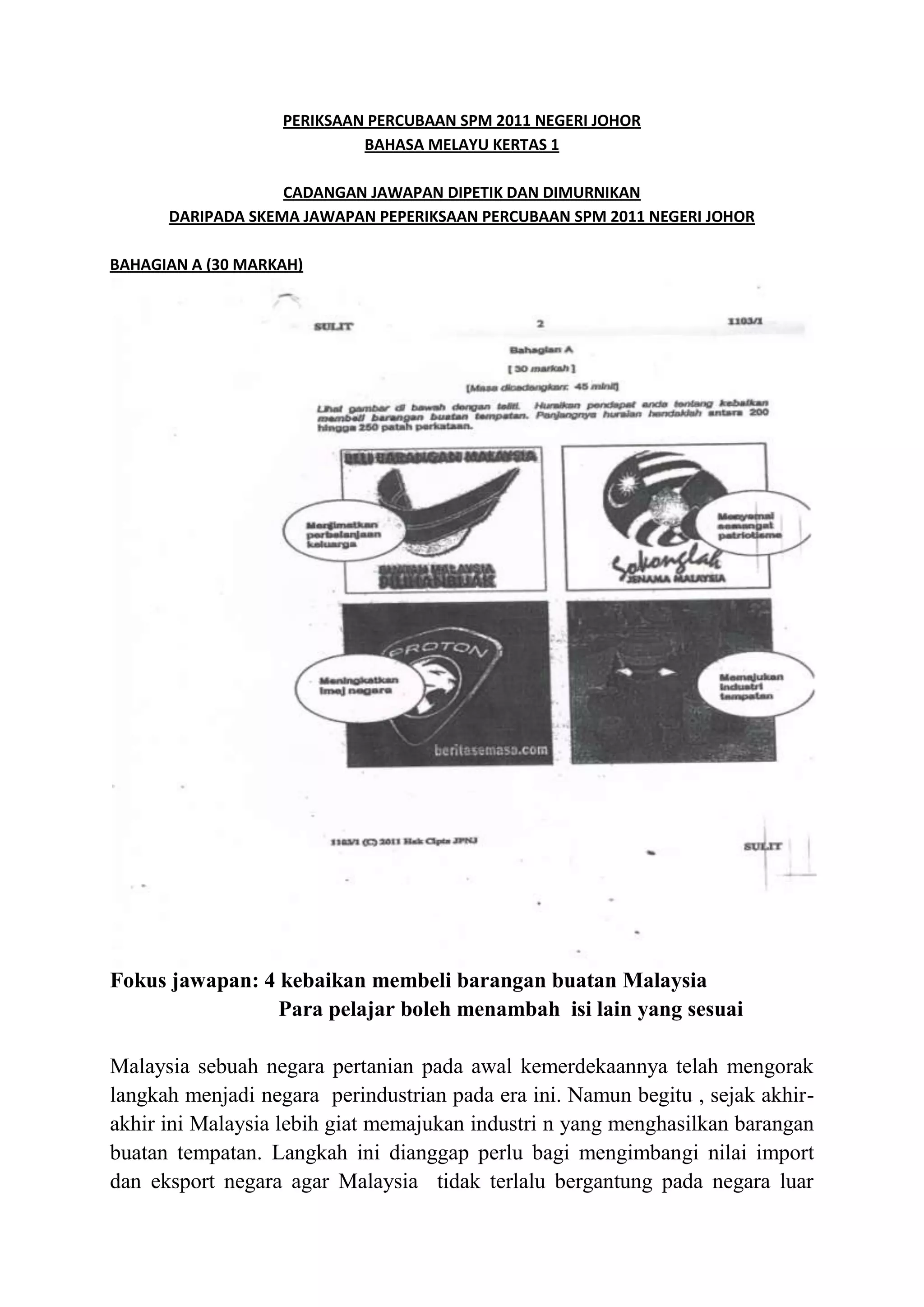 Periksaan percubaan spm 2011 negeri johor | DOCX