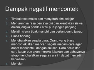 Perilaku mencontek siswa dan faktor yang mempengaruhi | PPTX