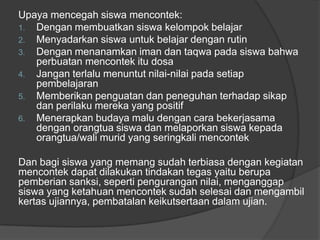 Perilaku mencontek siswa dan faktor yang mempengaruhi | PPTX