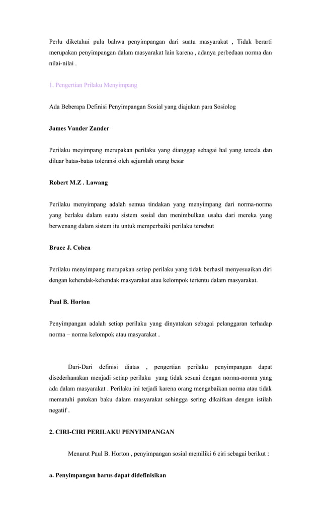 Perilaku menyimpang dan sikap anti sosial | DOC