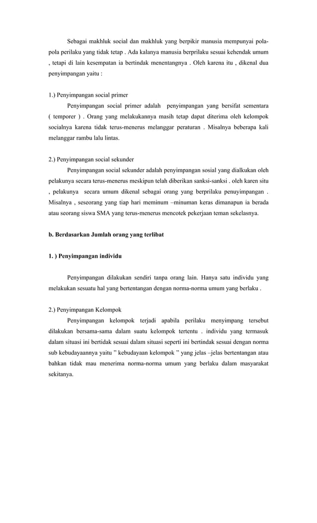 Perilaku menyimpang dan sikap anti sosial | DOC