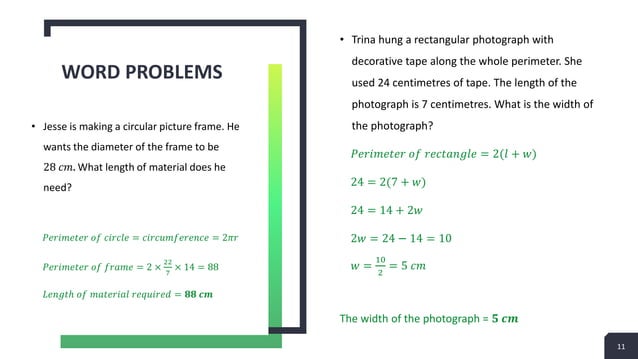 PERIMETER OF PLANE SHAPES | PPTX