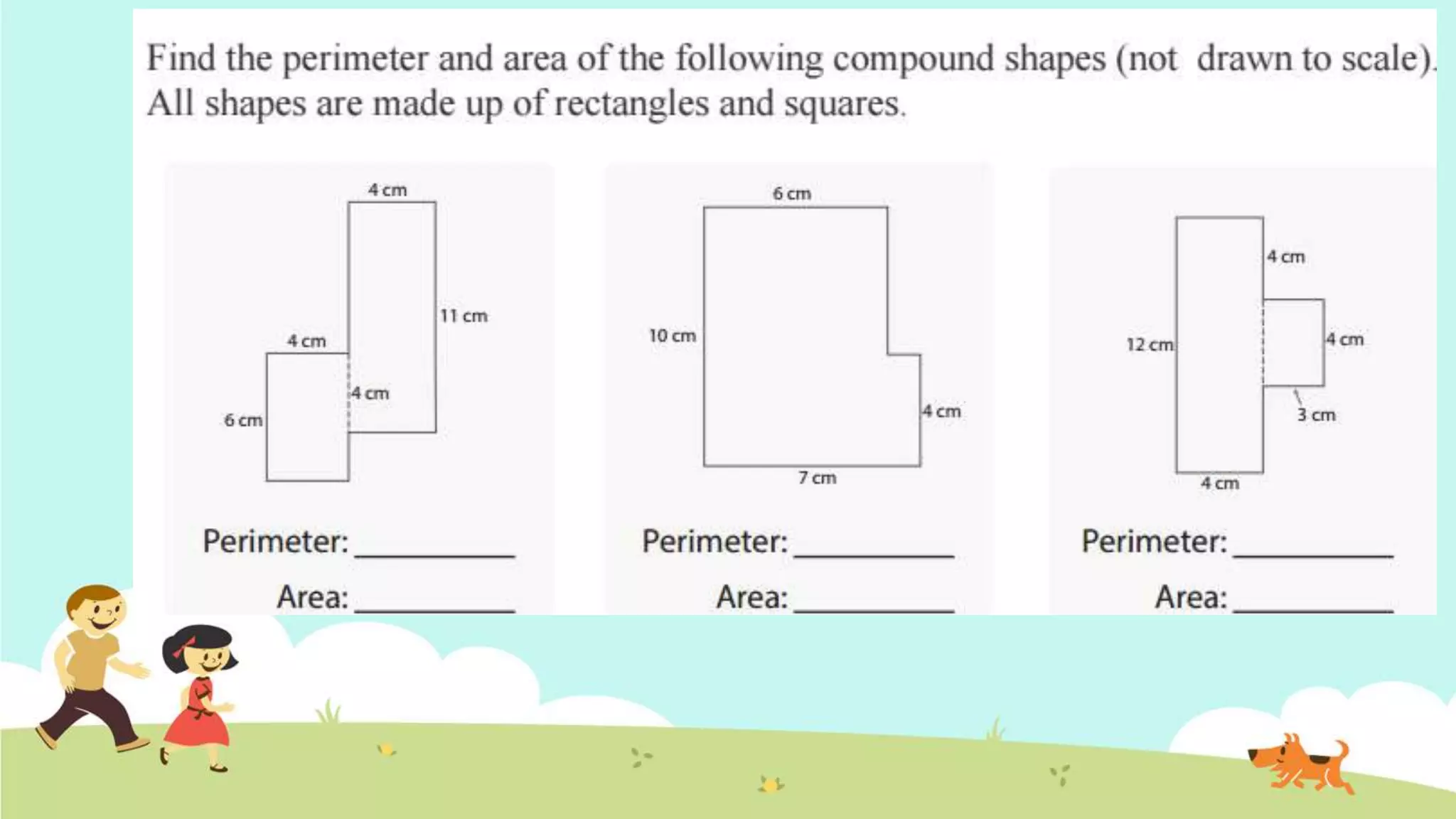 Perimeter and area ppt exercises to practice in class | PPTX