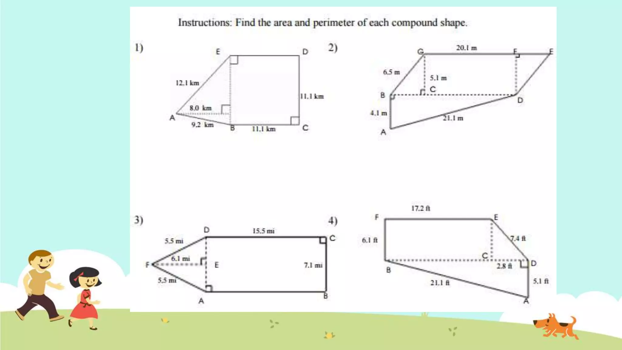 Perimeter and area ppt exercises to practice in class | PPTX