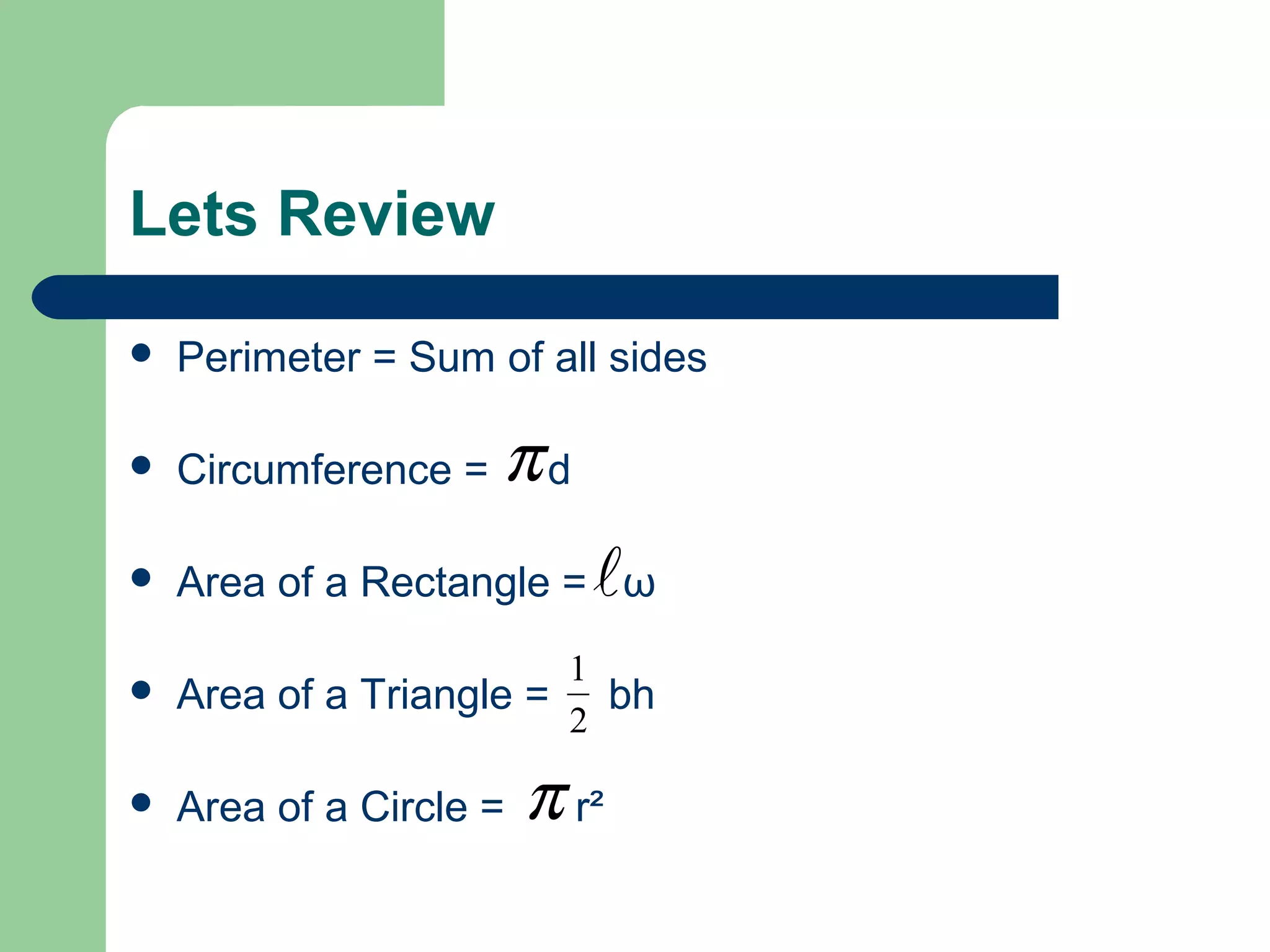 Perimeter area circumference | PPT