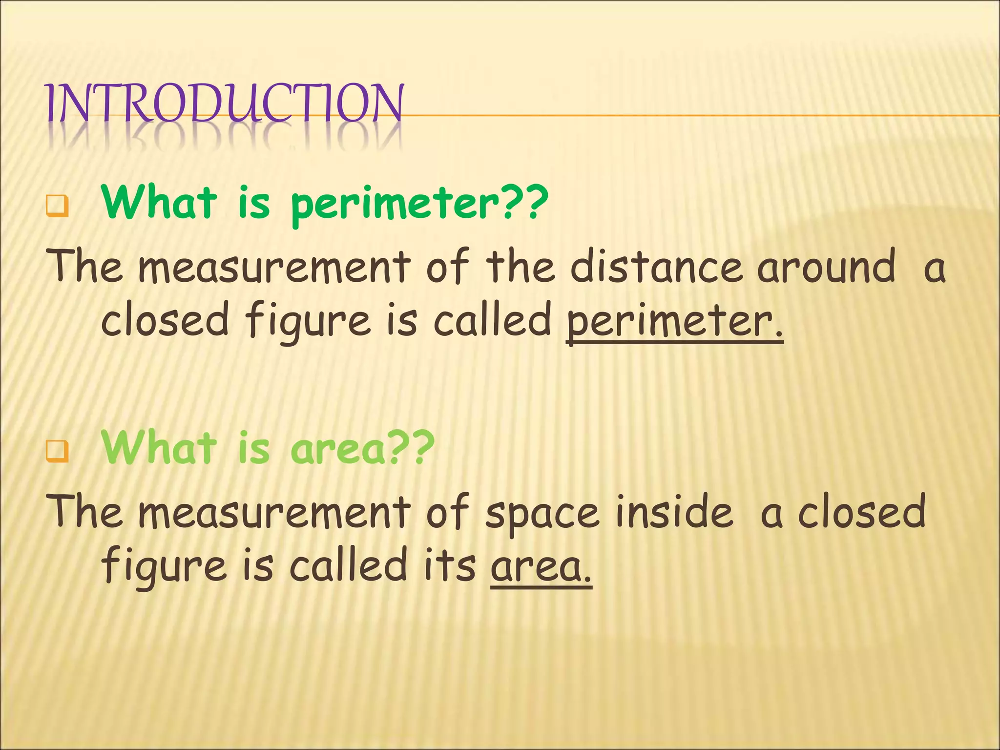 Perimeter (boundary) and area class v | PPT