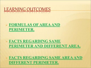 Perimeter (boundary) and area class v | PPT