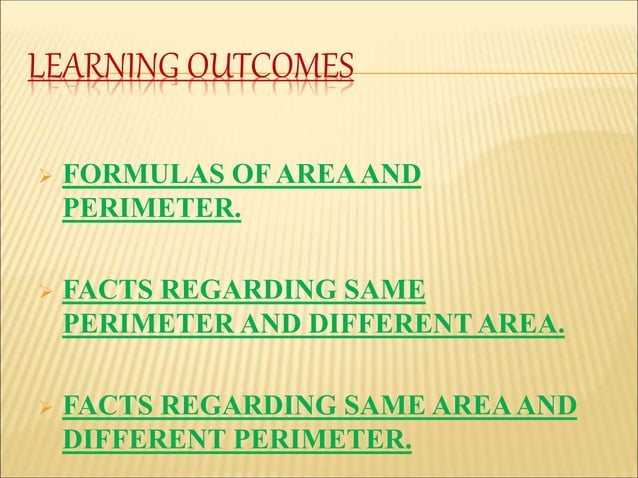 Perimeter (boundary) and area class v | PPT