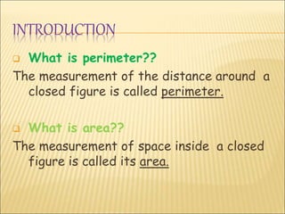 Perimeter (boundary) and area class v | PPT