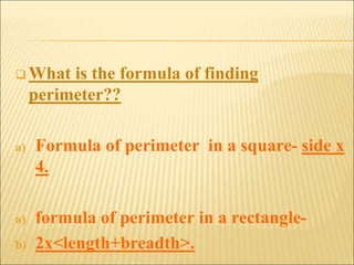 Perimeter (boundary) and area class v | PPT
